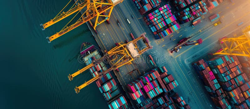 An Aerial View Shows the Complex Structure of a Seaport with Neatly ...