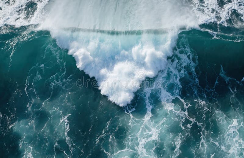 Aerial View Shows Powerful, Textured Wave Breaking in Cape Town Blue Ocean. Exploding White Foam ...