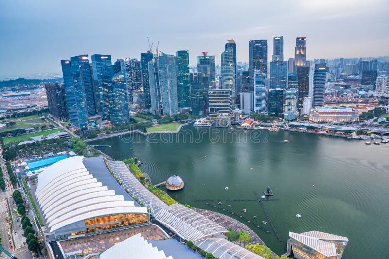 Aerial View of Singapore Marina Bay Skyline Editorial Photo - Image of ...
