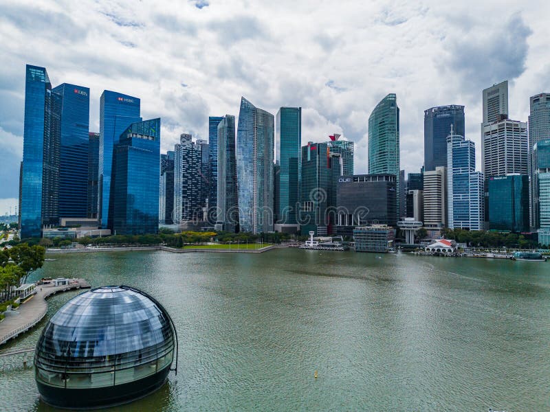 Aerial View of Singapore Tall Skyscrapers by the Sea. Editorial Stock ...