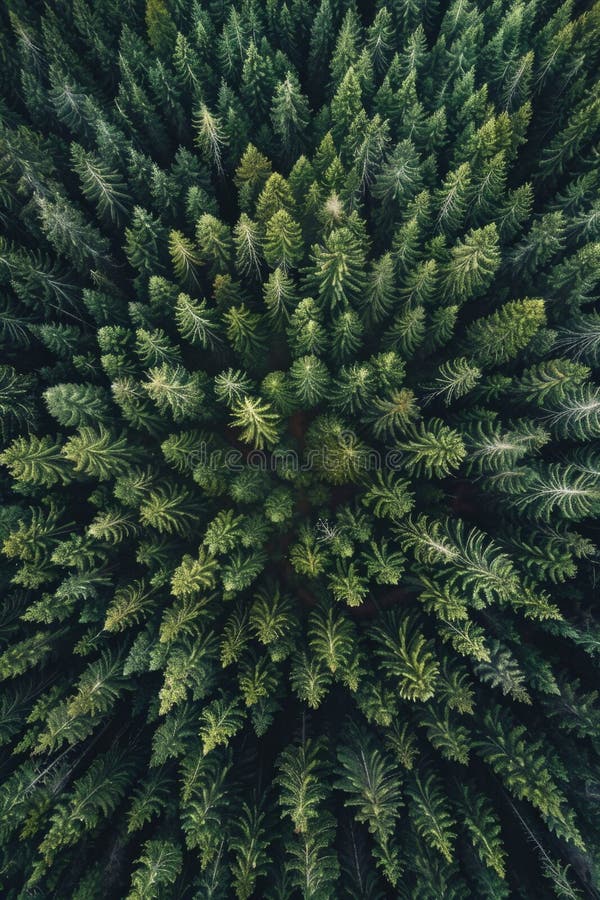 Aerial View of a Single Pine Tree with Branches Stretching Upwards ...