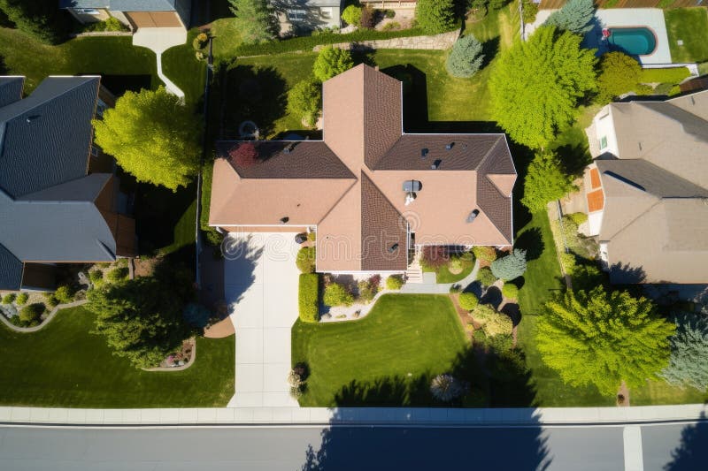 Aerial View of a Single Residential House Stock Illustration ...