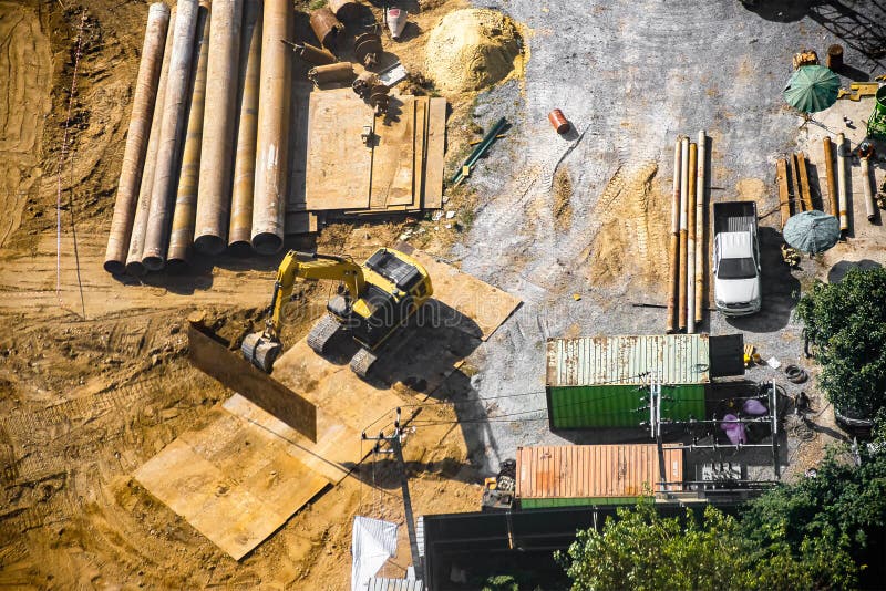 Aerial View of Site Preparation and Construction in Progress. Stock ...