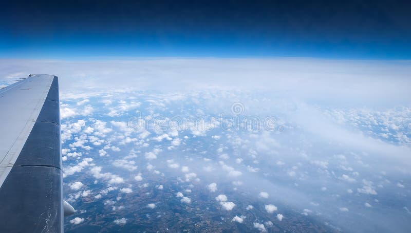 Aerial View at Sky and Earth Over Clouds Stock Photo - Image of meadows ...