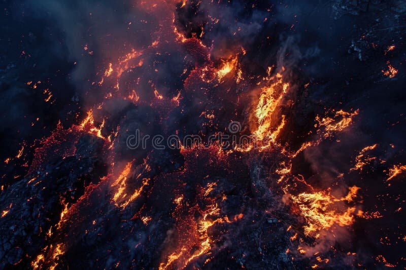 Aerial View of Sky Fire stock photo. Image of flames - 375299746