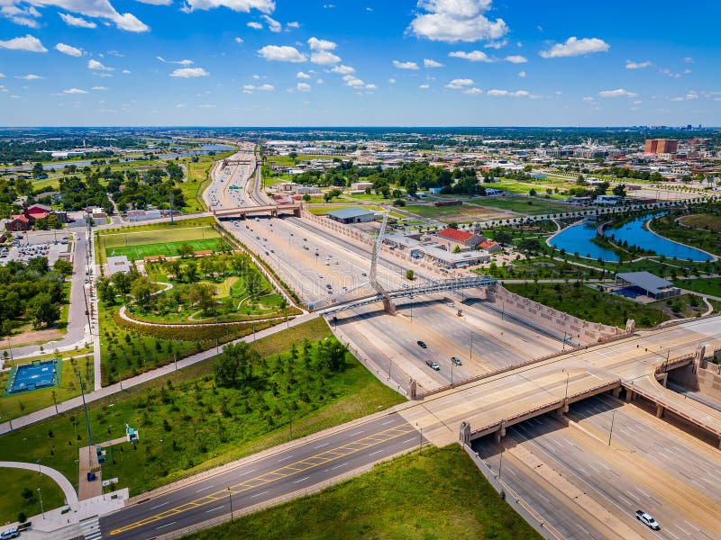 Aerial View of Skydance Bridge and Cityscape Stock Photo - Image of ...