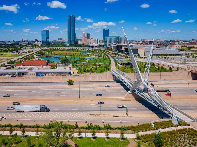 Aerial View of Skydance Bridge and Cityscape Editorial Photo - Image of ...