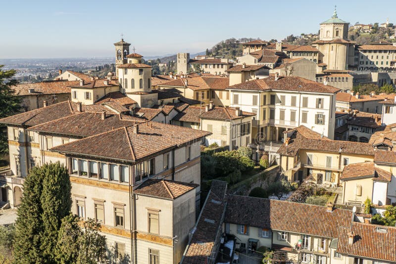 Aerial View of the Skyline of Bergamo Alta Stock Photo - Image of ...