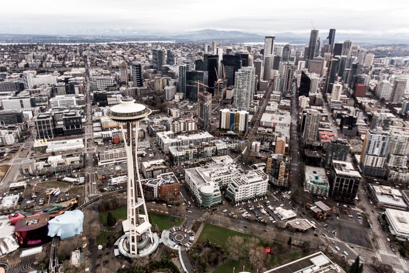 Aerial View of the Skyline of Seattle, USA Editorial Photo - Image of ...
