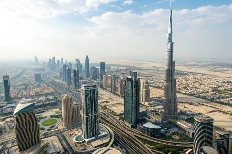 Aerial View of Skyscrapers in Dubai from Burj Khalifa Stock ...