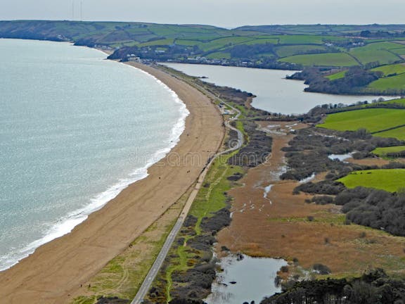 Aerial View of Slapton Beach in Devon Stock Image - Image of shore ...