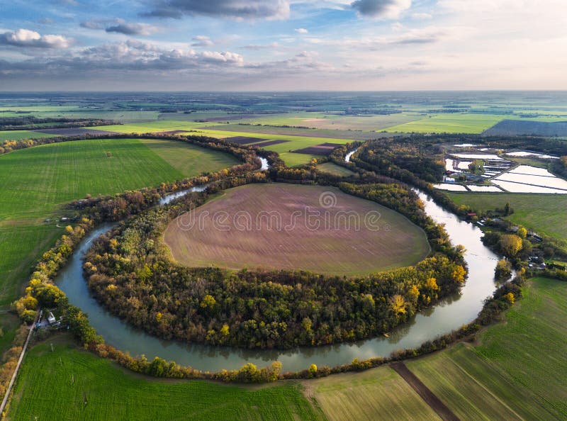 Aerial View of Small Danube River, Slovakia Stock Photo - Image of ...