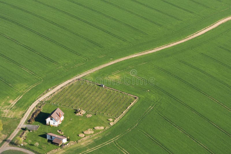 Aerial View of the Small Farm Stock Photo - Image of grass, small ...