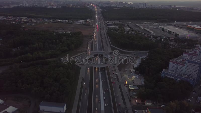 Highway interchange aerial stock footage. Video of crossroad - 132900840