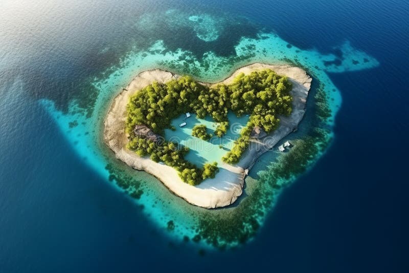 Aerial View of a Small Island in the Middle of the Ocean Stock ...
