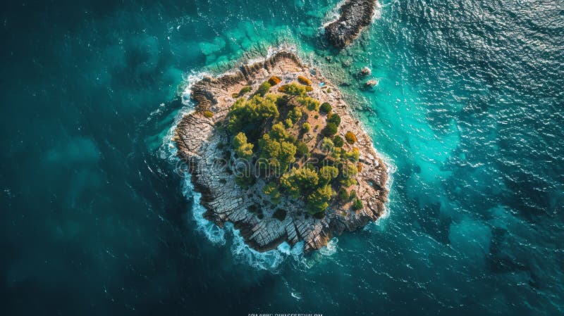 An Aerial View of a Small Island Surrounded by Water, AI Stock Photo ...