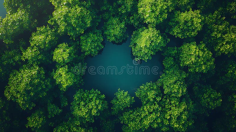 Aerial View of a Small Lake Surrounded by Lush Green Trees Stock ...