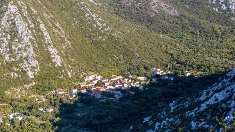 Aerial View of a Small Mediterranean Town Stock Photo - Image of fjord ...