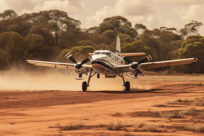 An Aerial View of a Small, Single-engine Plane Gracefully Touching Down ...
