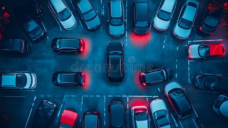 Aerial View of Smart Car Using Autonomous Parking Assist System Stock ...