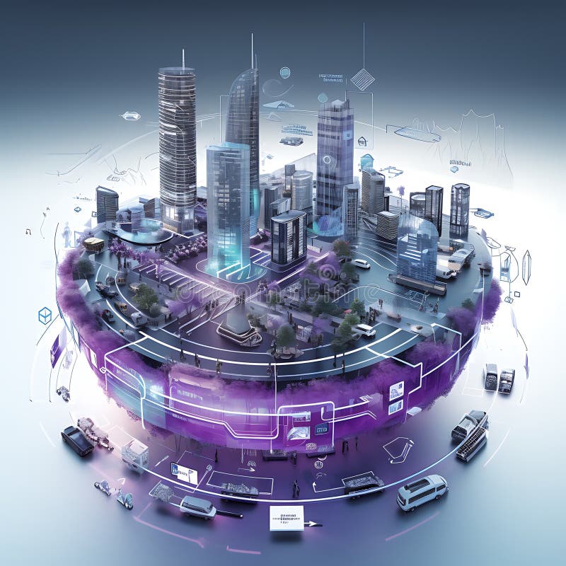 An Aerial View of a Smart City S Infrastructure, Featuring a ...