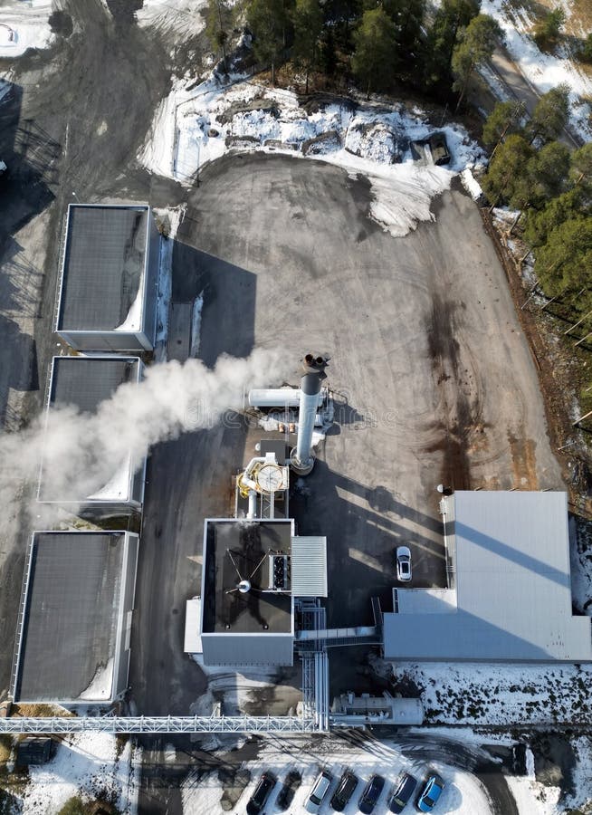 Aerial View of Smoke Stack with Smoke Emission Stock Photo - Image of ...