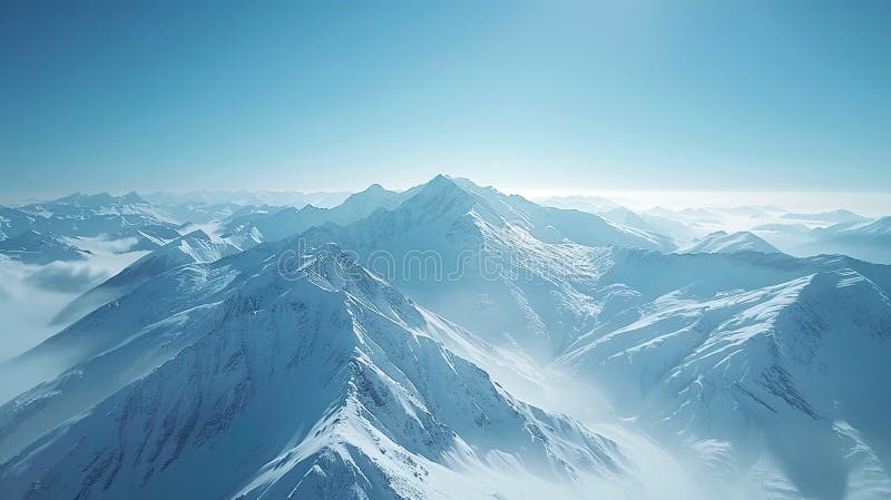 Snowy Mountain Range Aerial View Stock Illustration - Illustration of ...