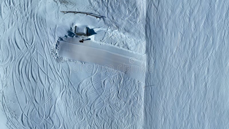 Aerial View of Snow Covered Mountain with Impressive Structure. Snow ...