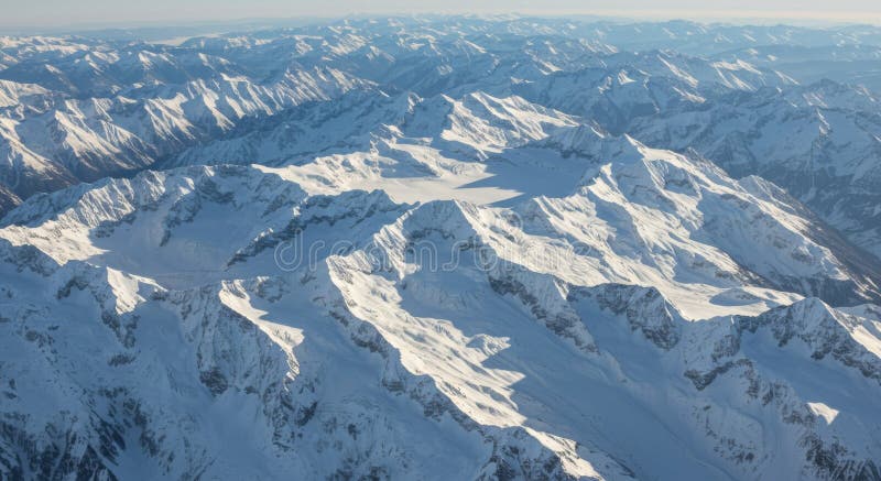 Aerial View of Snow Covered Mountain Ranges Stock Illustration ...