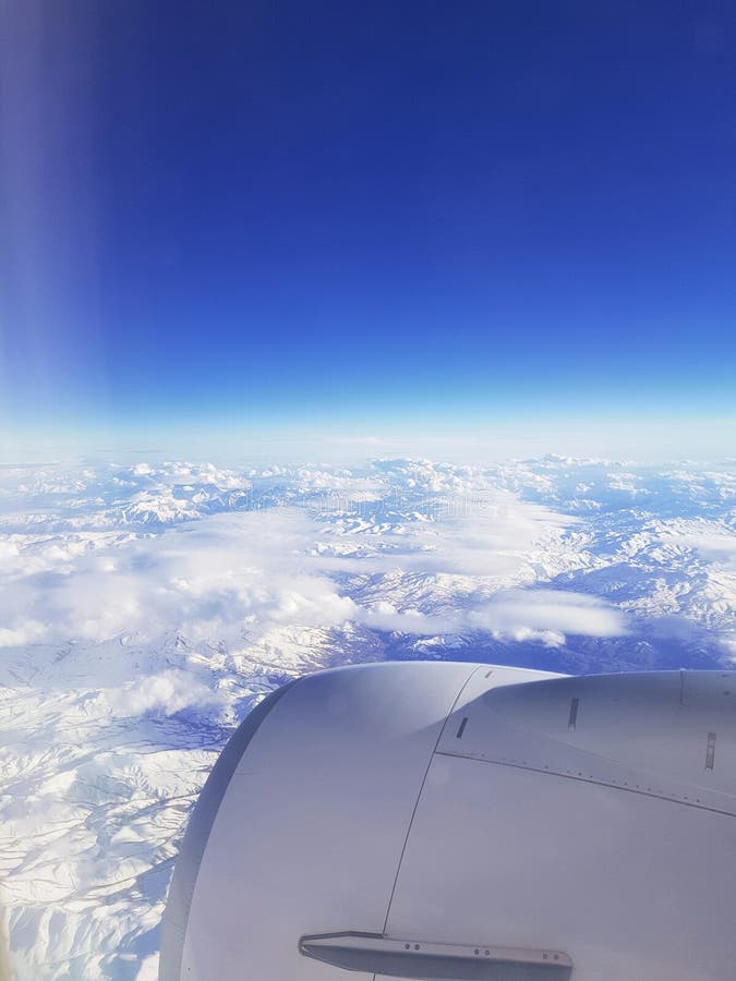 Awe Inspiring Aerial View Snowy Landscape Plane Window Stock Photos ...