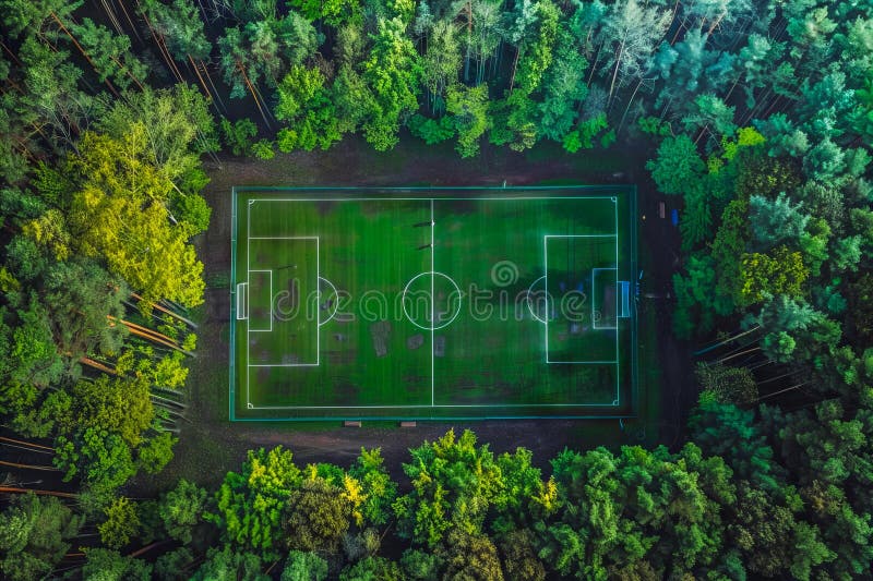 Aerial View of a Soccer Field in the Forest Stock Photo - Image of lush ... Aerial View of a Soccer Field in the Forest Stock Photo - Image of lush ...