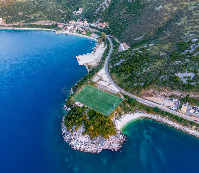 Aerial View of a Soccer Field by the Sea Stock Image - Image of soccer ...