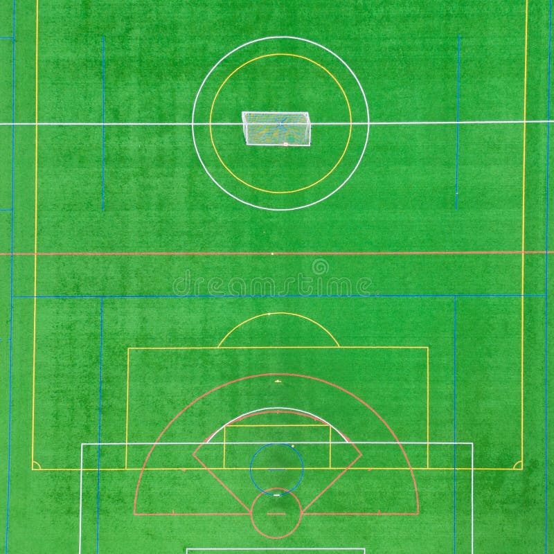 Aerial View of Soccer Field with Turf and Lines Stock Photo - Image of ...