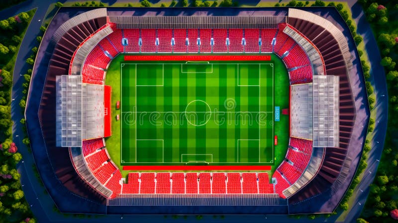 An Aerial View of Soccer Stadium. Generative AI Stock Illustration ...