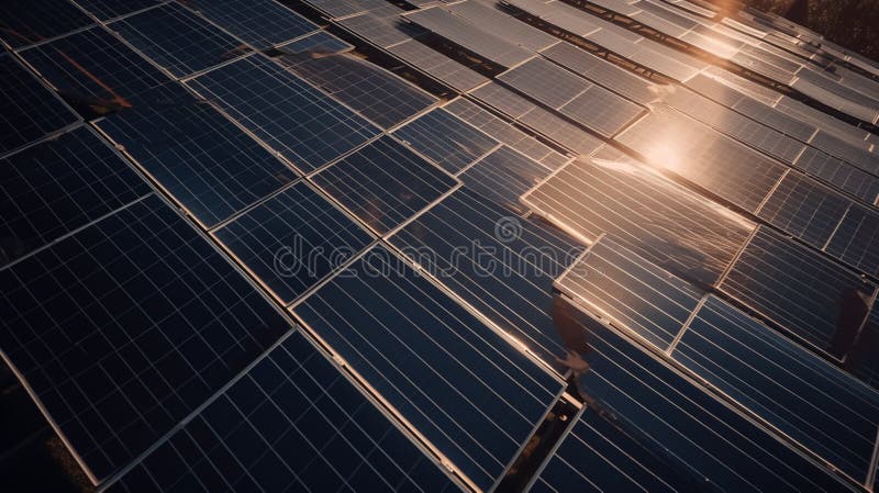 Aerial View of Solar Cell Field Stock Illustration - Illustration of ...