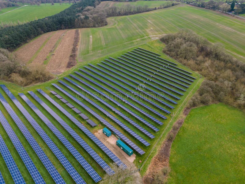 Aerial View of Solar Farm in Rural Landscape Stock Photo - Image of ...