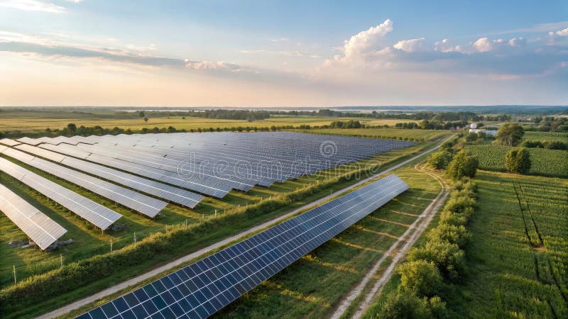 Aerial View of Solar Farm Showcasing Renewable Energy and ...
