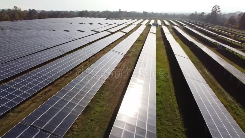 Aerial View of Solar Panel Array on Sunny Day Generating Power Stock ...