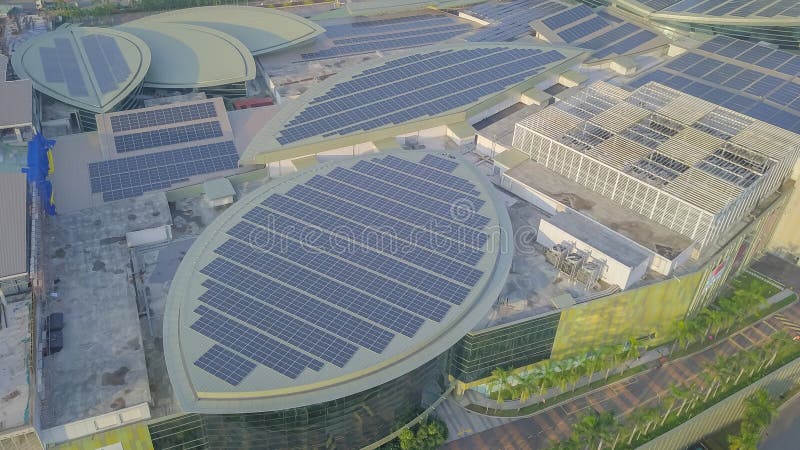 Aerial View of Solar Panel on Building Roof Top Stock Photo - Image of ...