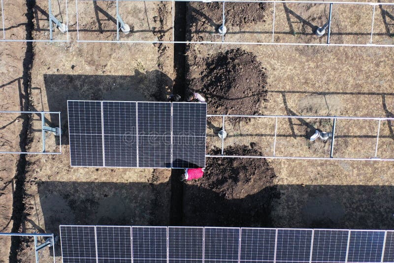 Aerial View of a Solar Panel Farm Editorial Stock Photo - Image of ...