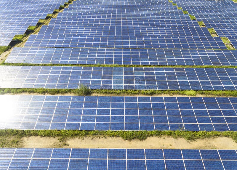 Aerial View of Solar Panel Farm Stock Photo - Image of solar, ground ...