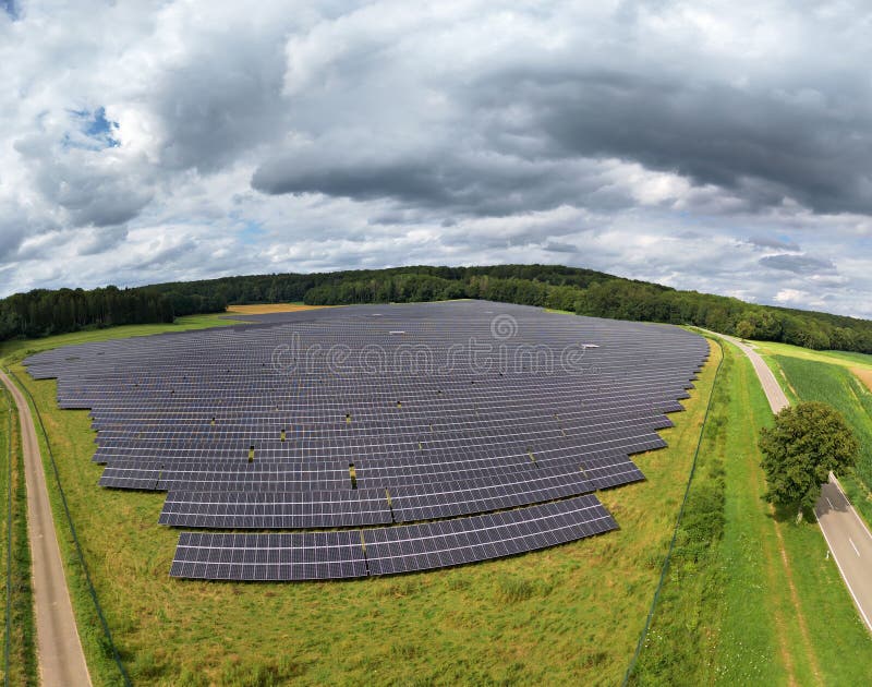 Aerial View Solar Panel Farm Surrounded Greenery Stock Photos - Free ...
