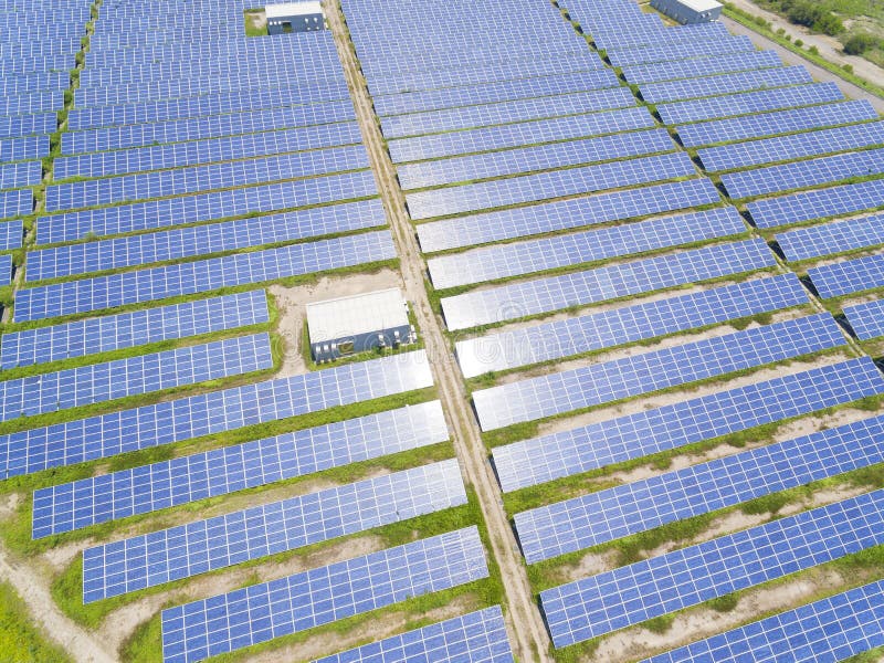 Aerial View of Solar Panel Farm Stock Image - Image of photovoltaic ...