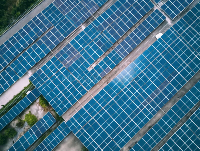 Aerial View of Solar Panel Farm Stock Image - Image of technology ...