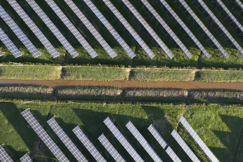 Aerial View of a Solar Panel Plant Stock Image - Image of technology ...