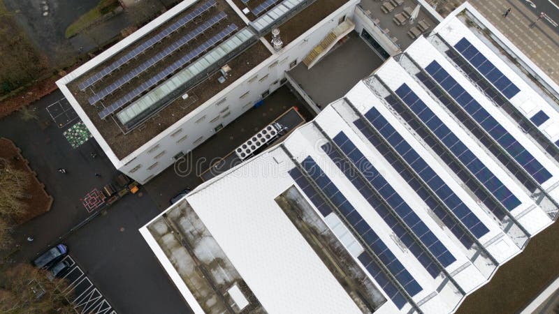 Aerial View of Solar Panels on Building Rooftops Stock Photo - Image of ...