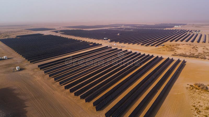 Aerial View of Solar Panels in Desert Stock Image - Image of generation ...