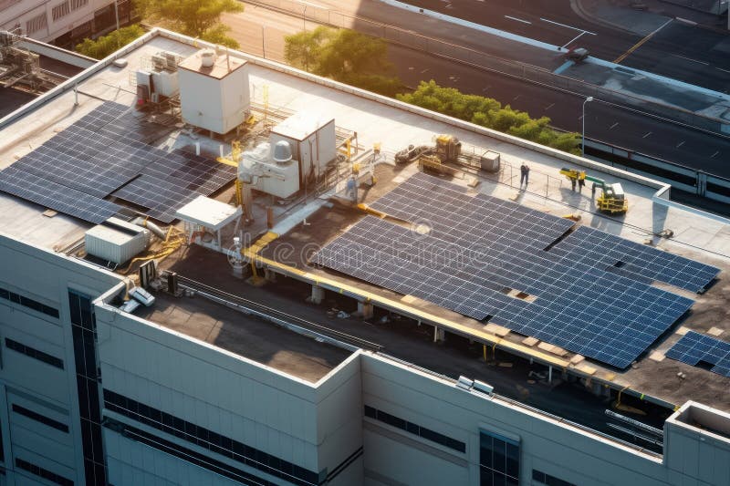 Aerial View of the Solar Rooftop Site of a Factory with Ai Generated ...