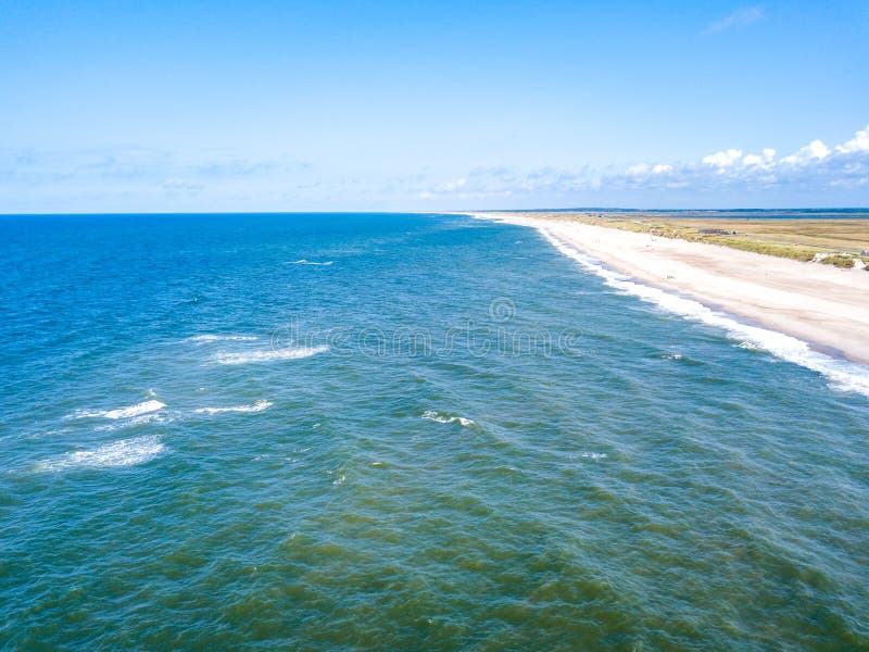 Aerial View of the Sondervig Beach in Denmark - Europe Stock Photo ...