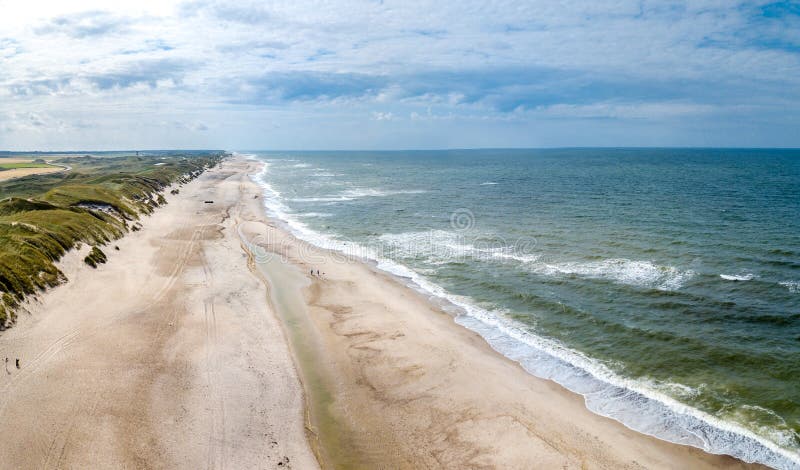 Aerial View of the Sondervig Beach in Denmark - Europe Stock Image ...